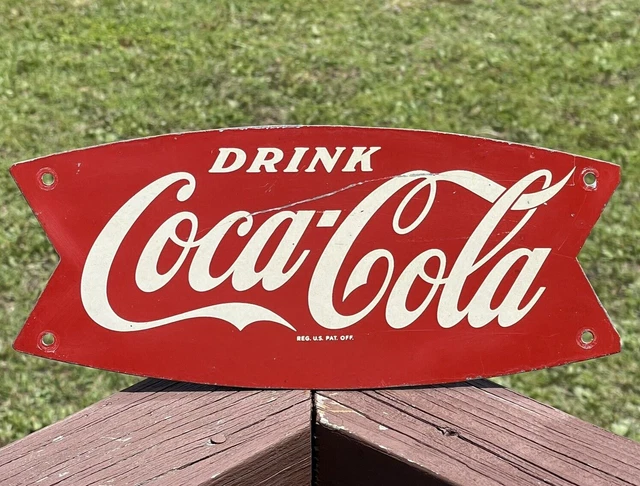 DRINK COCA COLA Sign - Metal Coke Sign - Coca Cola Fishtail Sign - Soda ...
