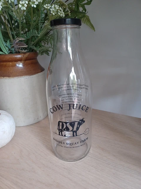 Diddly Squat Jeremy Clarkson Farm Shop Cow Juice 1l Glass Milk Bottle