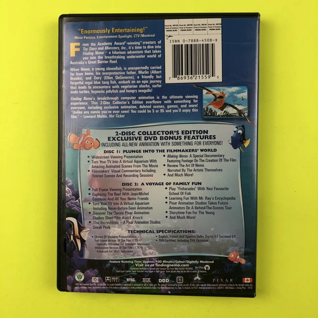 FINDING NEMO (DVD, 2003,Widescreen & Full, 2-Disc, Collector's Edition ...