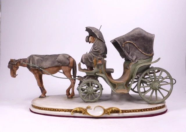 CAPODIMONTE ITALIAN GIUSEPPE CAPPE HORSE FIGURE "THE LAST CARRIAGE" c ...