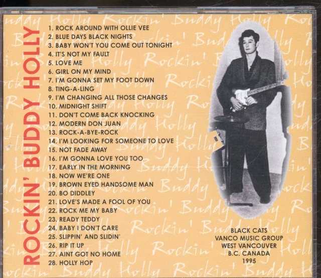 BUDDY HOLLY ROCKIN' Buddy Holly CD Canada chats noirs 1995 BCCD111 EUR ...