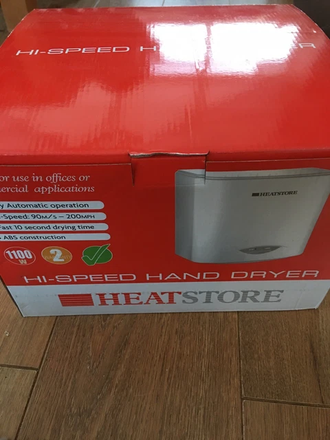 HEATSTORE HI-SPEED HAND Dryer HS5510 1100W 220-240V IP1X White £118.99 ...