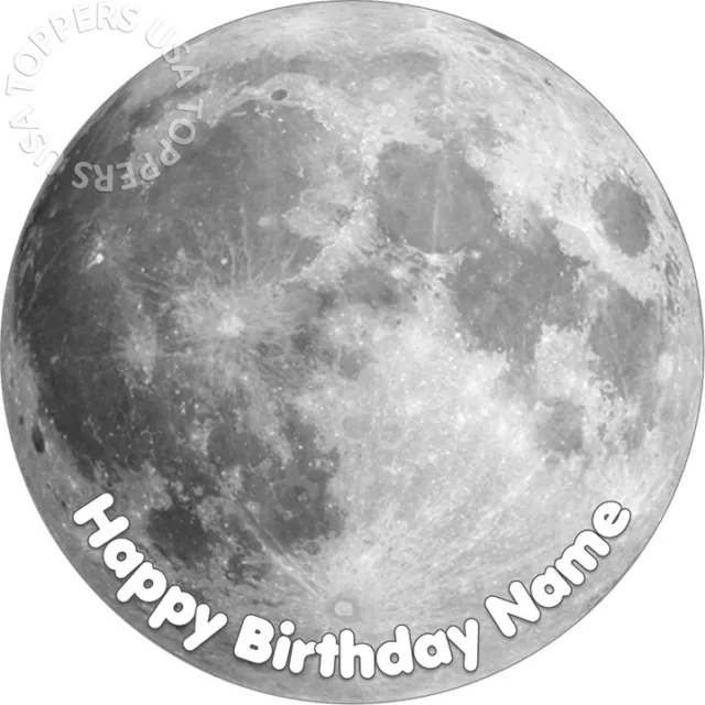 Edible Moon Planets Birthday Party Cake Topper Wafer Paper Round 7 5