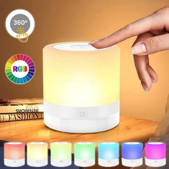 TOUCH SENSOR NIGHT Light USB Rechargeable LED Bedside Desk Table Lamp ...
