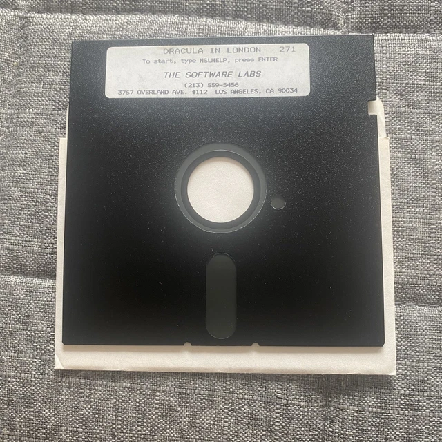 THE SOFTWARE LABS Dracula In London Vintage Gaming Floppy Disc 5.25” $8 ...