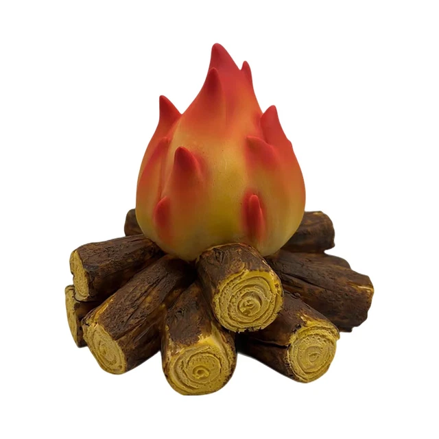 CAMPFIRE NIGHT LIGHT 3D LED Fake Fire Pit Firewood Lamp Small Electric ...