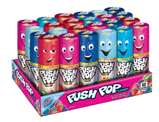 PUSH POP LOLLIPOPS Candy-Assorted Flavor Variety Pack -24 Ct- Great for ...