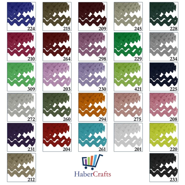 9MM RIC RAC Ribbon All Colours Zig Zag Trimming Rick Rack Sewing Braid ...