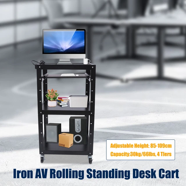 AV CART OFFICE Cart Trolley Free standing Easy to Assemble with Power ...