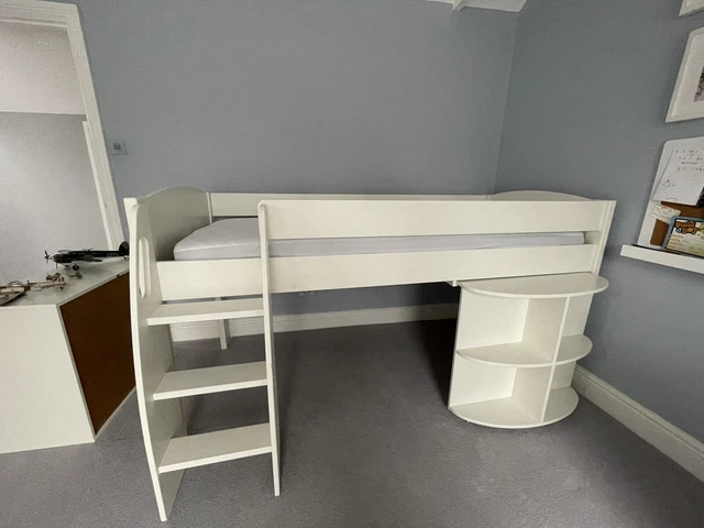 STOMPA MID SLEEPER bed with desk and storage white £50.00 - PicClick UK