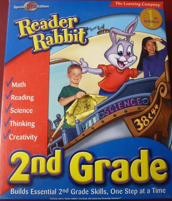 VIDEO GAME PC Reader Rabbit 2nd Grade Learning Co Math Reading Science ...