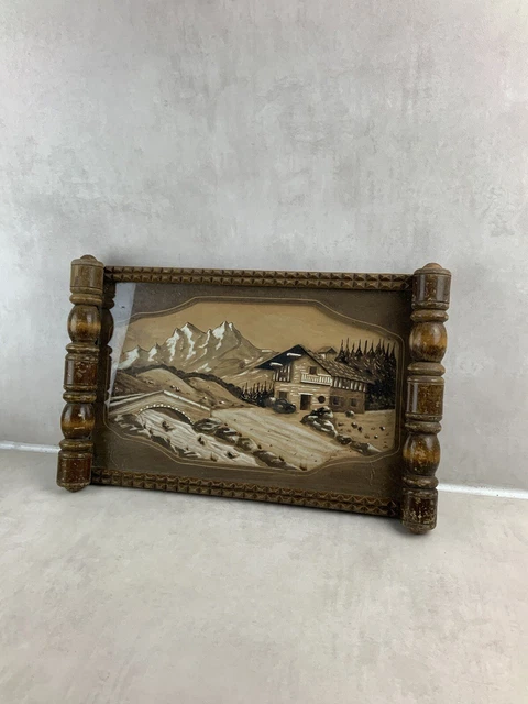 SUBLIME TABLEAU SIGNÉ Cazenave en relief sur bois chalet en montagne EUR 100,00 - PicClick FR