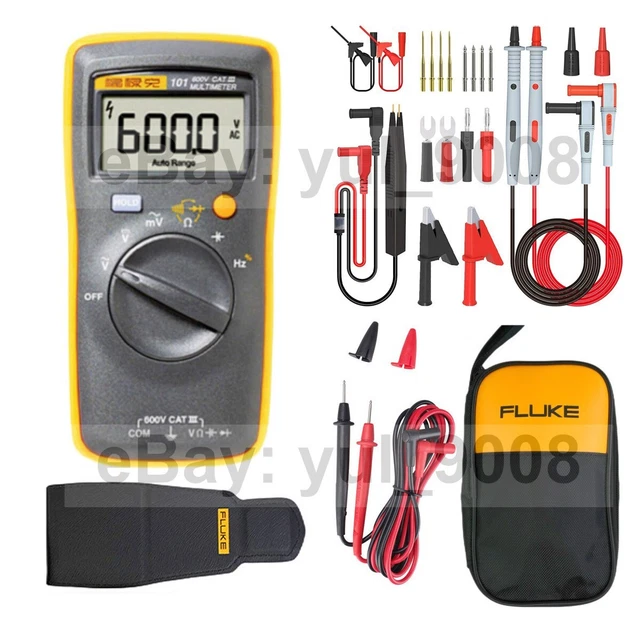 FLUKE 101 KIT Digital Basic Pocket Digital Multimeter Meter +Test Leads ...