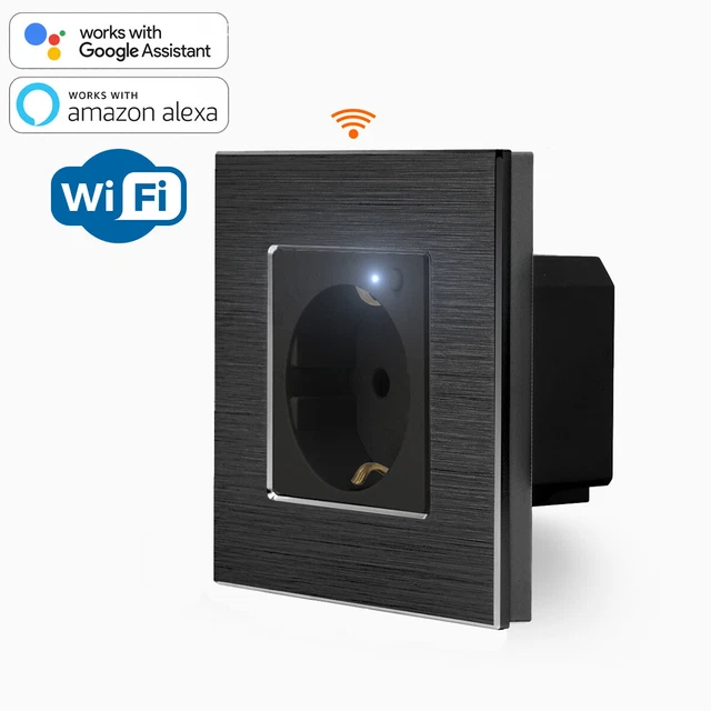 WIFI STECKDOSE STECKDOSEN WLAN Wandsteckdosen Schuko Alexa Alu Rahmen ...