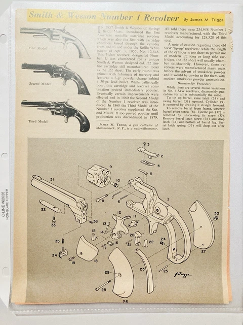 SMITH & WESSON Number 1 Revolver Takedown Exploded View Legend 1959 £11 ...