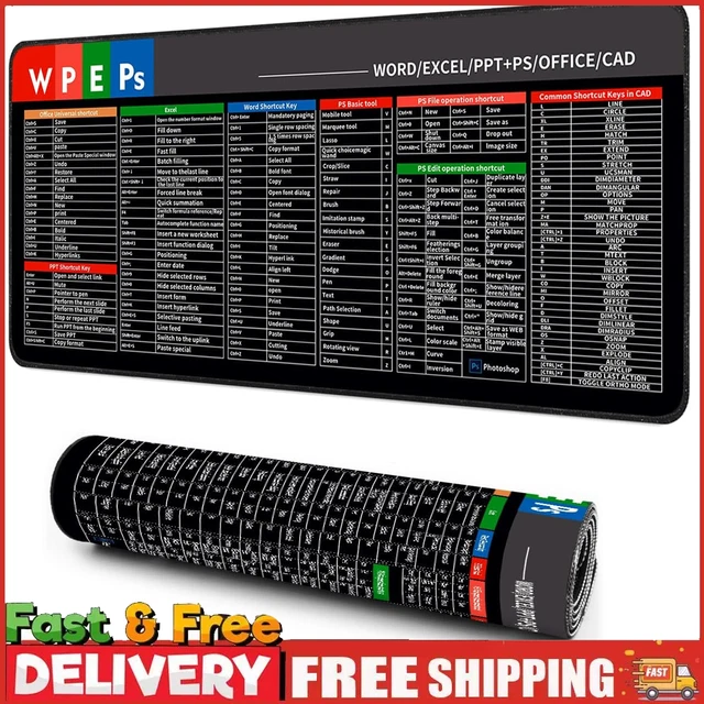 EXCEL CHEAT SHEET Desk Mat, Excel Shortcuts Mouse Pad, Keyboard Shor £9 ...
