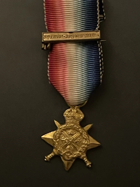 WW1 MINIATURE MONS Star With Bar Gilded High Quality Officers Medal ...