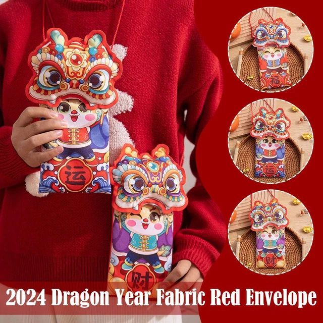 2024 CHINESE DRAGON Year Red Envelope Fabric Spring Festival Red Packet ...