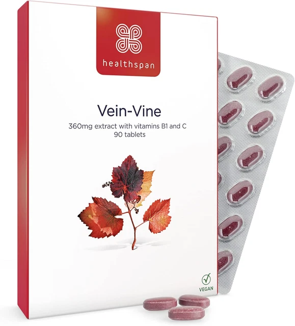 HEALTHSPAN VEIN VINE Leg Vein Support 360Mg (90 Tablets) | for Tired ...