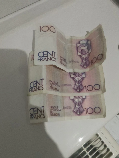 RARE 3X 100 Cent Francs Notes Physical Collectors Item Belgium £6.50 ...