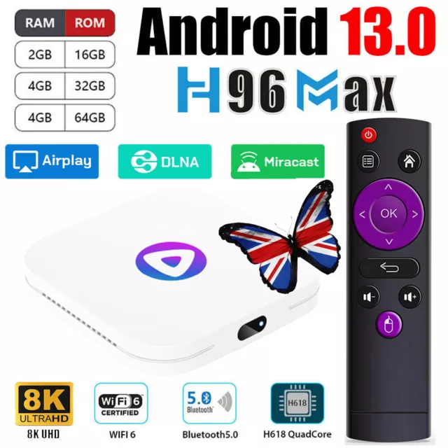 2023 NEW ANDROID 13 4G+64G H96 Max M1 Smart TV Box 8K HD HDMI Wifi ...