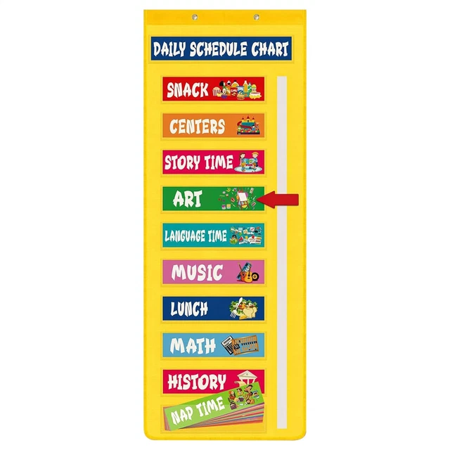 CLASSROOM SCHEDULE POCKET Chart Visual Kids Daily Schedule Calendar $56 ...