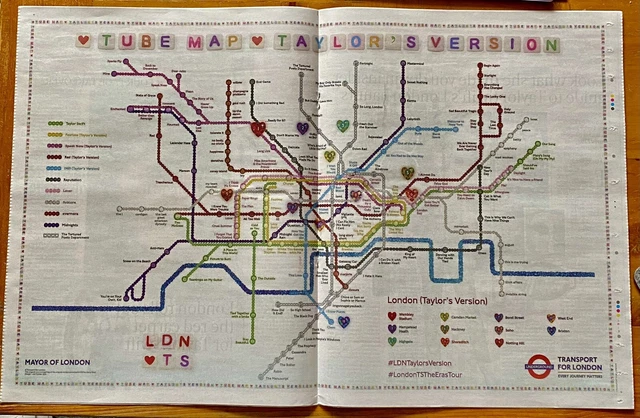 COLLECTORS TAYLOR SWIFT Underground Tube Map LDN Special Newspaper 21 ...