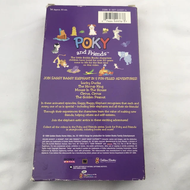 POKY AND FRIENDS Saggy Baggy Elephant Golden Books Home Video VHS 90s ...