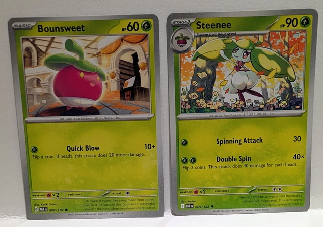POKEMON TCG BOUNSWEET, Steenee (008, 009) 2023 Paradox Rift Genuine ...