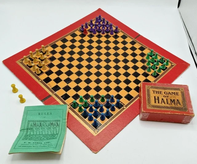 HALMA BOARD GAME. Vintage. Pieces Missing (Extras Of Some Colours ...