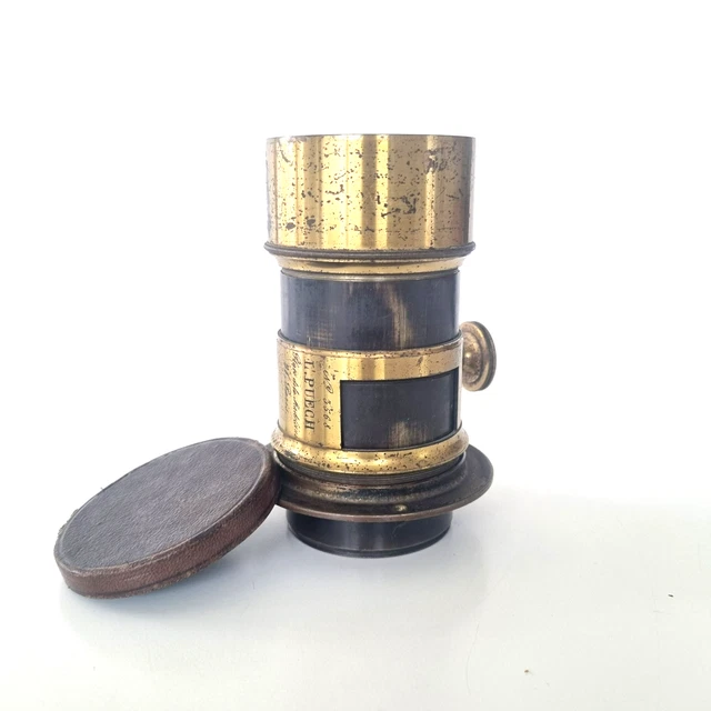PUECH PARIS PETZVAL portrait brass lens large format 4x5 5x7 wet plate ...