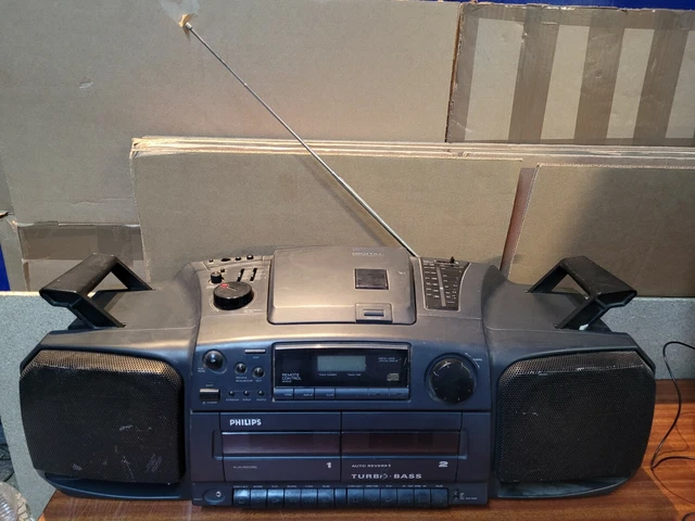 PHILIPS TURBO BASS AZ8404 Ghetto Blaster Boombox CD/Tape/Casette/Radio ...