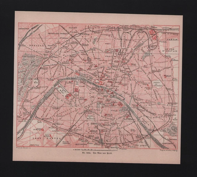 MAP CITY MAP 1893: city map of PARIS. France Europe £17.07 - PicClick UK