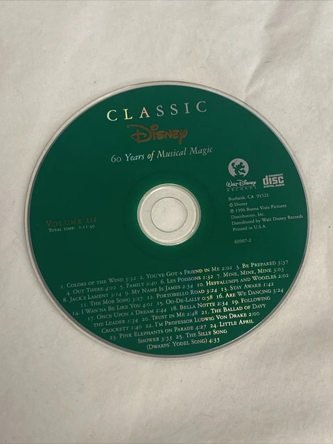 CLASSIC WALT DISNEY Volume III 60 Years of Musical Magic (Disc Only, No ...