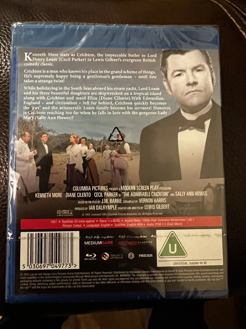 THE ADMIRABLE CRICHTON[1957](BLU-RAY ) Kenneth More, Diane Cilento ...