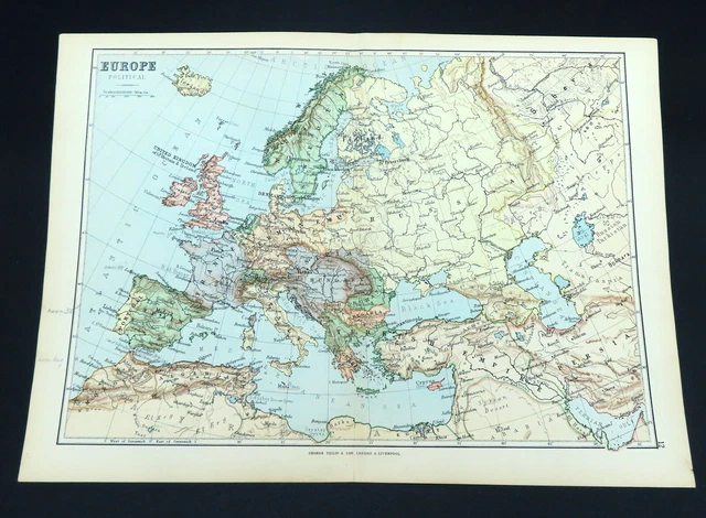 1896 ANTIQUE MAP of Europe Political The German Empire Austro Hungarian ...