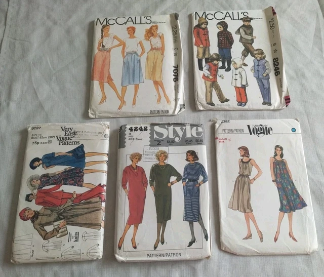 VINTAGE SEWING PATTERNS 1980s Vogue, Style, McCall's Ladies Fashion ...