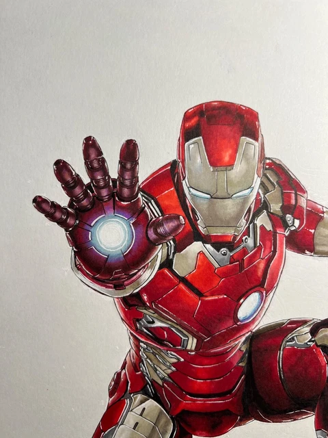 IRON-MAN MK43 SHOOTING hyperrealism drawing, made by me EUR 245,00 ...