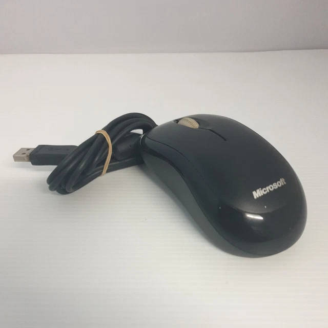 GENUINE BLACK MICROSOFT USB Basic Optical Mouse v2.0 w/ Scroll Wheel ...