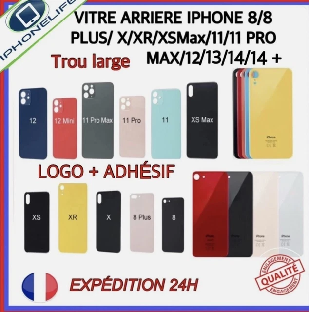 VITRE ARRIERE IPHONE 8 8+ Se X Xr Xs 11 12 13 14 Plus Pro Max Logo+Ce+Adhésif EUR 6,90 - PicClick FR