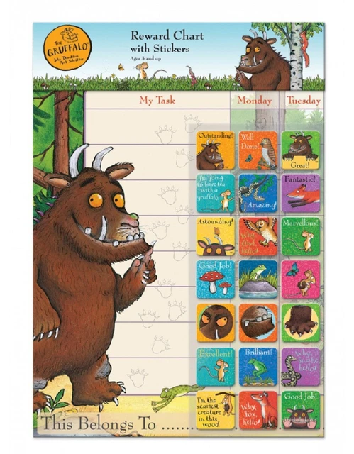 THE GRUFFALO REWARD Chart with Stickers, Reusable Visual Behaviour Home ...
