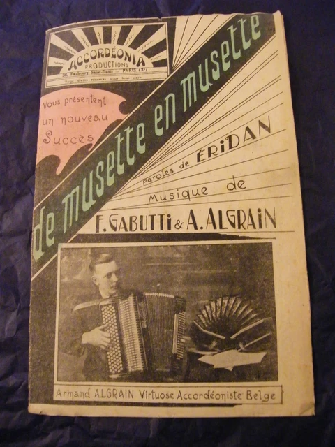 SPARTITO DI MUSETTE IN Musette F Gabuti & A Algrain Valse Champagne ...