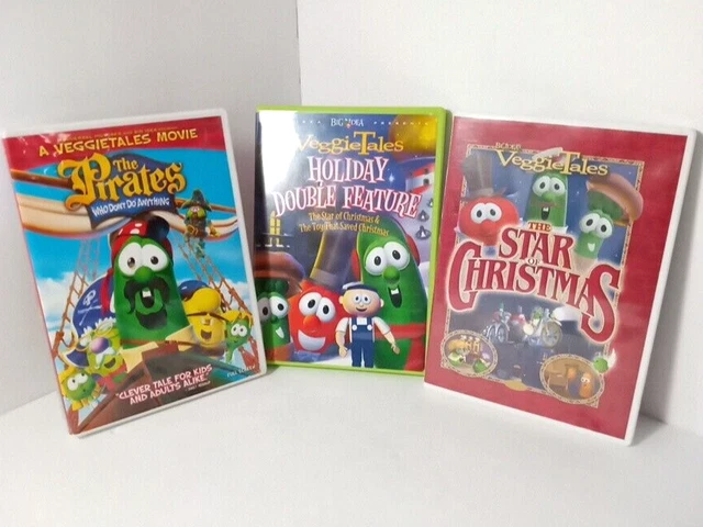 3 VEGGIE TALES DVDs. Holiday Double Feature,Star Of Xmas, Pirates Who ...