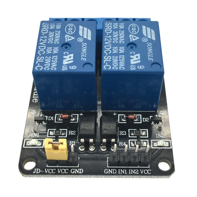2 WAY 2CH Relay Module 5V with Optocoupler Protection MCU Relay ...