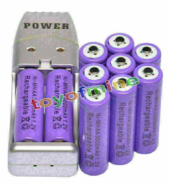 10XAA PURPLE COLOR 1.2VNi-MH 3000mAh Rechargeable Battery+USB Charger $22.08 - PicClick AU