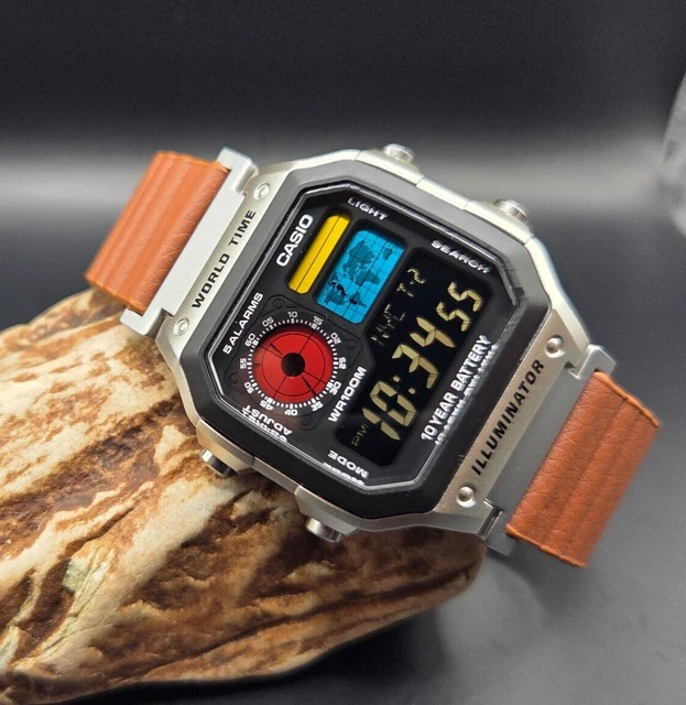CASIO AE-1200WHD. ROYALE World Time Watch Mod. Negative Display. Hydro ...