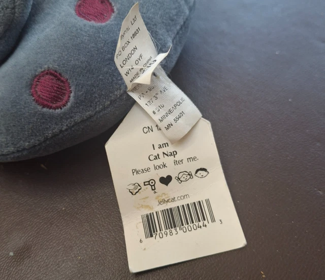 JELLYCAT ‘I AM Cat Nap’ Retired 3.5” - Blue with Pink/Purple Spots £22. ...