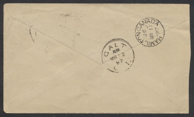 1897 UPRATED #EN9 Patriotic Queen PSE Steven St Hamilton Postmarks to ...