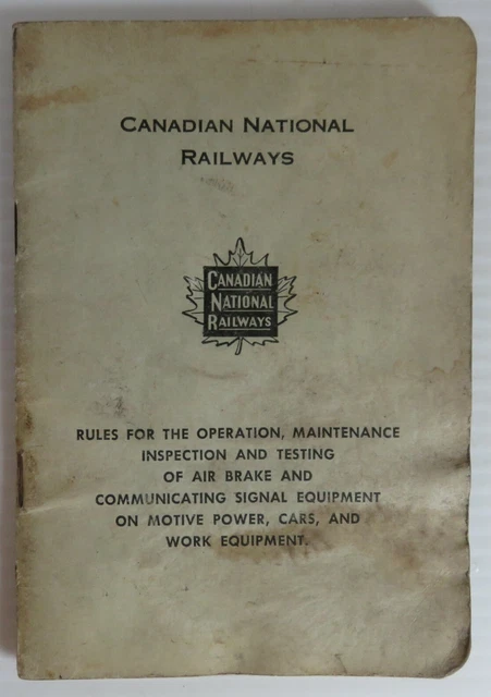 1959 CNR CANADIAN National Railways Air Brake Rules & Signal Equipment ...