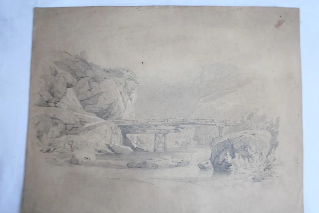DESSIN ORIGINAL FRANÇOIS DIDAY ou Alexandre CALAME Pont (49301) EUR 128 ...